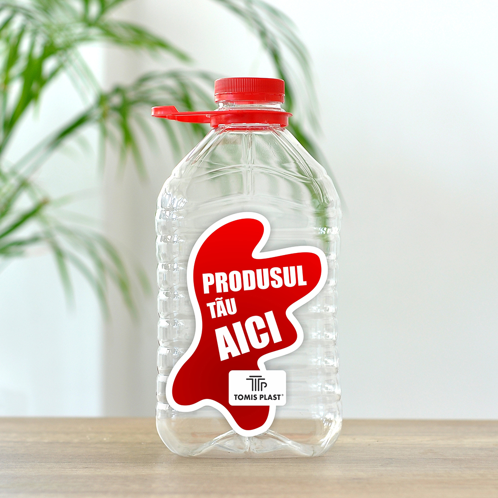 STICLA PET 3L Φ 48MM CU CAPAC ȘI MÂNER – COD S4803 – TOMIS PLAST